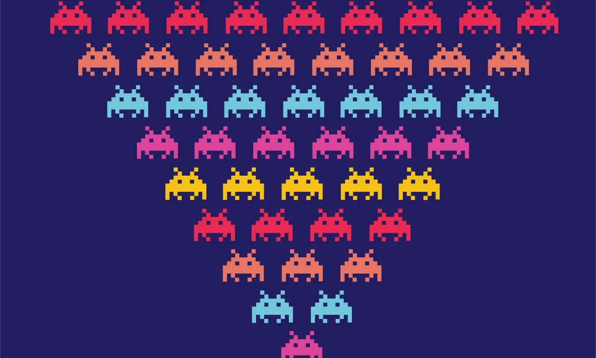 Solve space invaders jigsaw puzzle online with 28 pieces