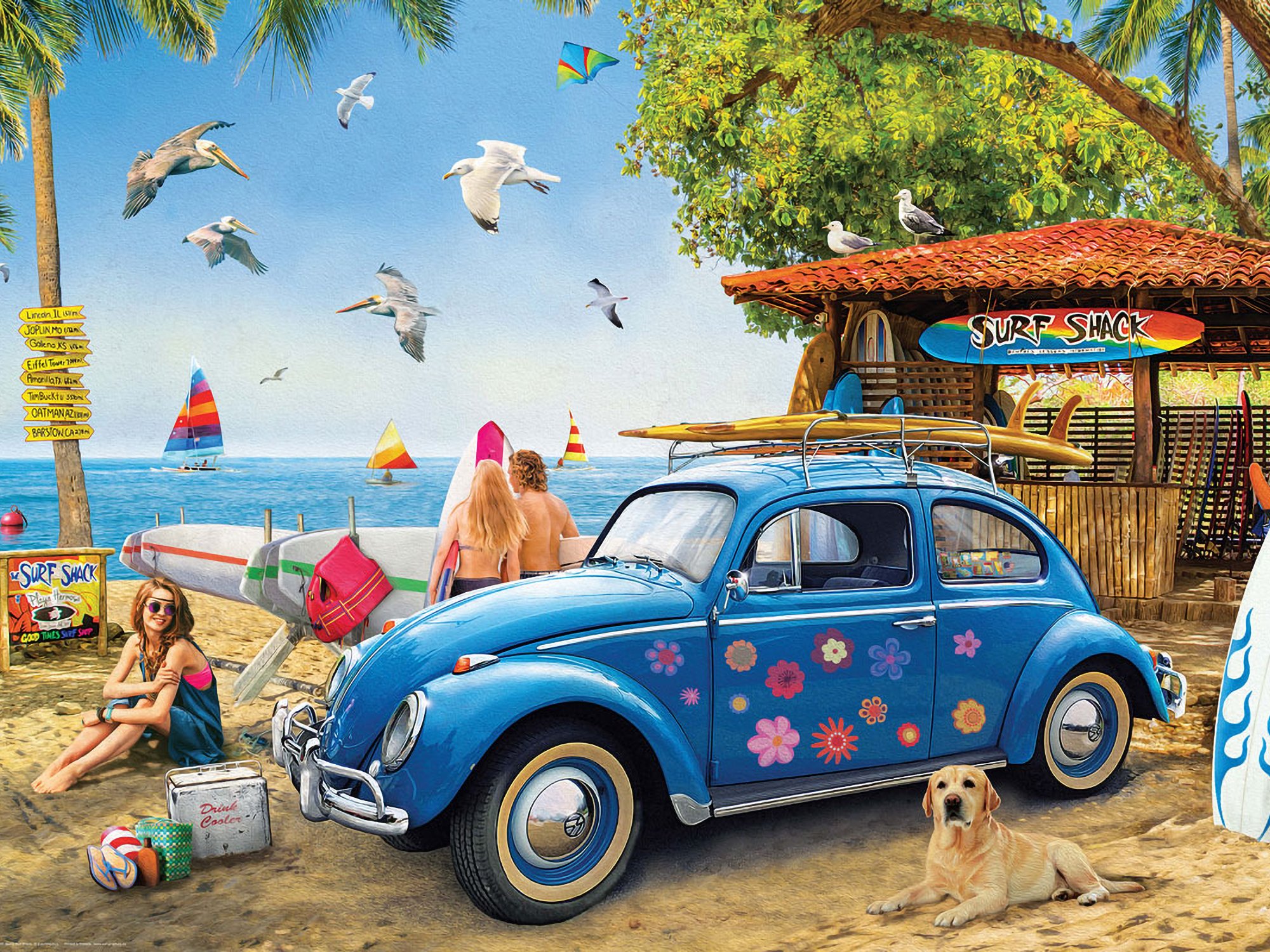Jigsaw Puzzle | 352 pieces | VW Beetle Surf Shack | Jigidi