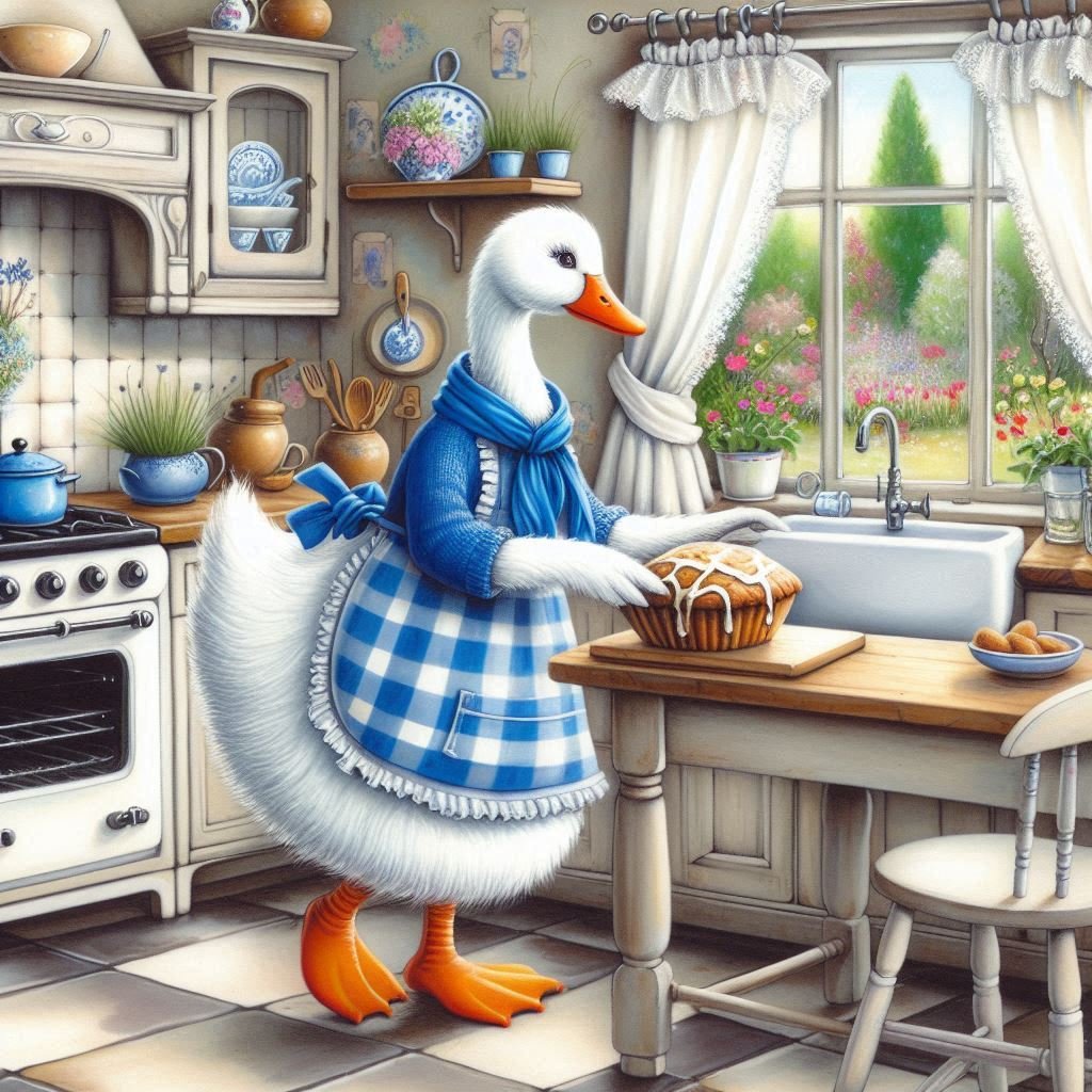 Solve White Duck & Muffin jigsaw puzzle online with 64 pieces