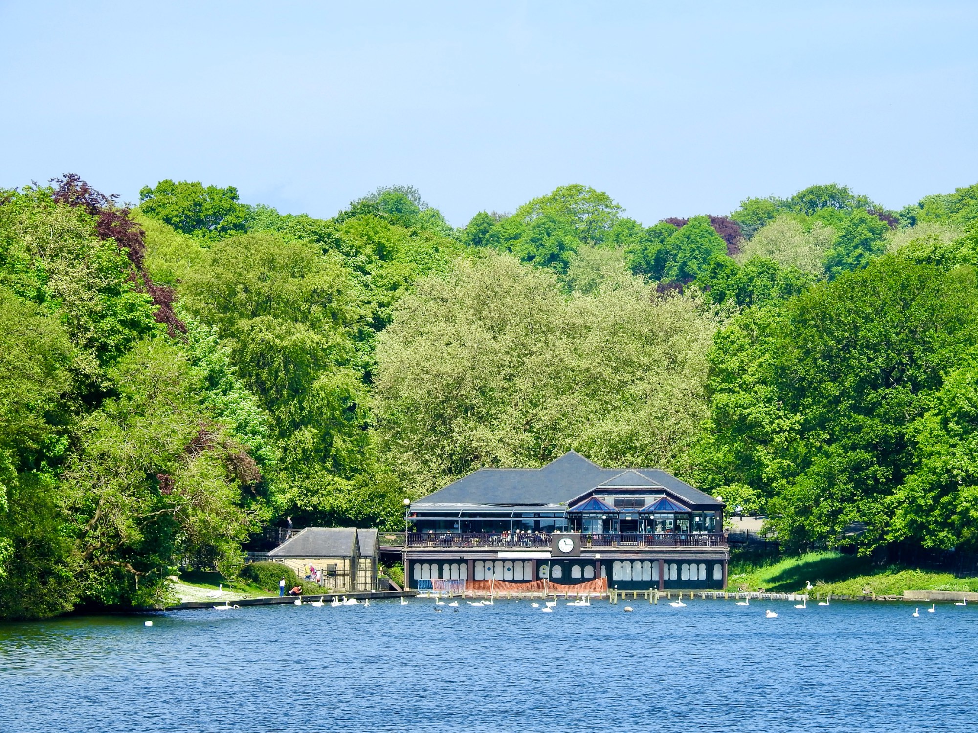 Solve Cafe & Boat House. Waterloo Lake. jigsaw puzzle online with 99 pieces