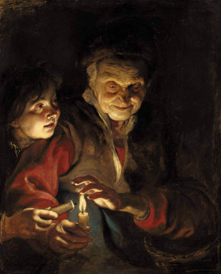 Solve Peter Paul Rubens--Old Lady and a Boy with Candles (also known as ...
