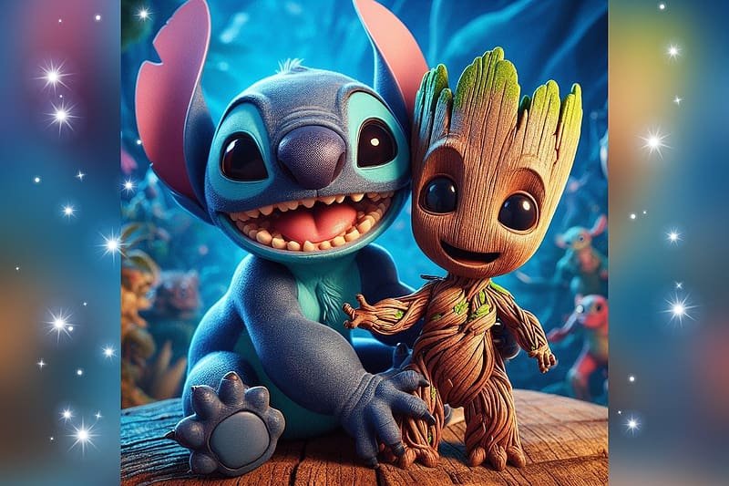 Solve STITCH ET GROOT jigsaw puzzle online with 117 pieces