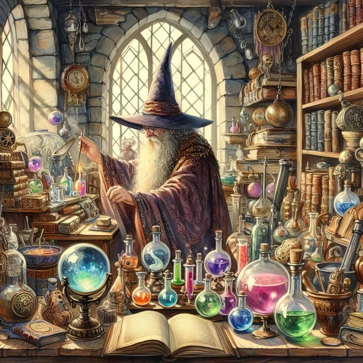 Solve Wizard lab jigsaw puzzle online with 81 pieces