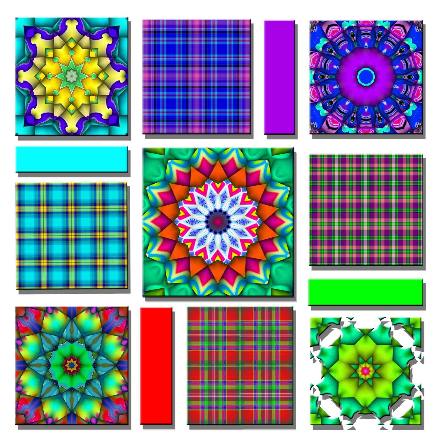 Solve Plaids and Kaleidos jigsaw puzzle online with 225 pieces