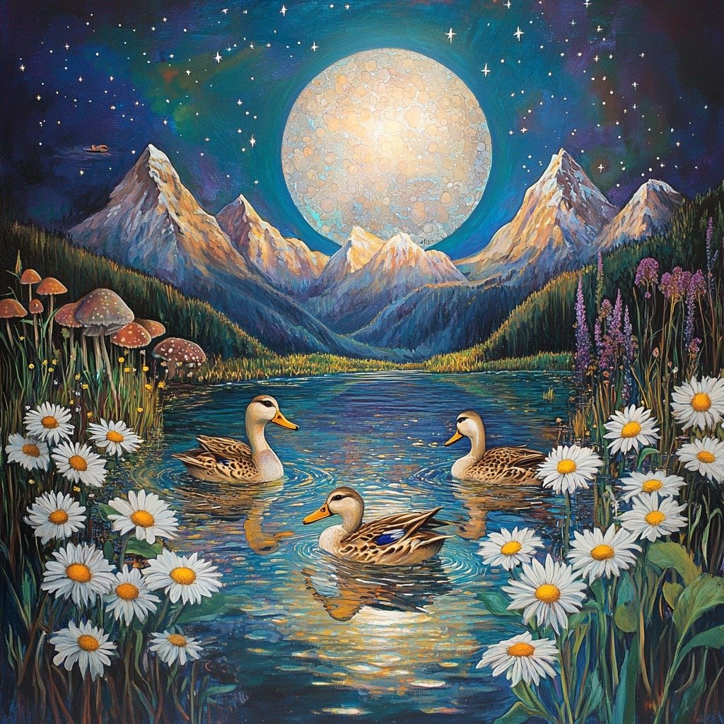 Solve duck pond by moonlight (resize 9 to 306) jigsaw puzzle online ...