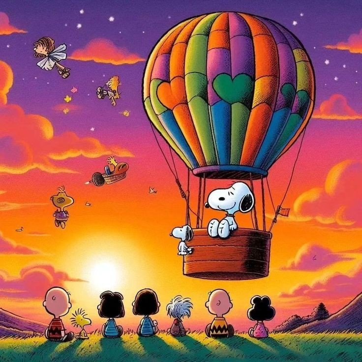Solve Sunset with Snoopy jigsaw puzzle online with 81 pieces