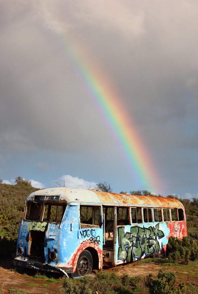 Solve An abandoned bus with a rainbow to match jigsaw puzzle online ...