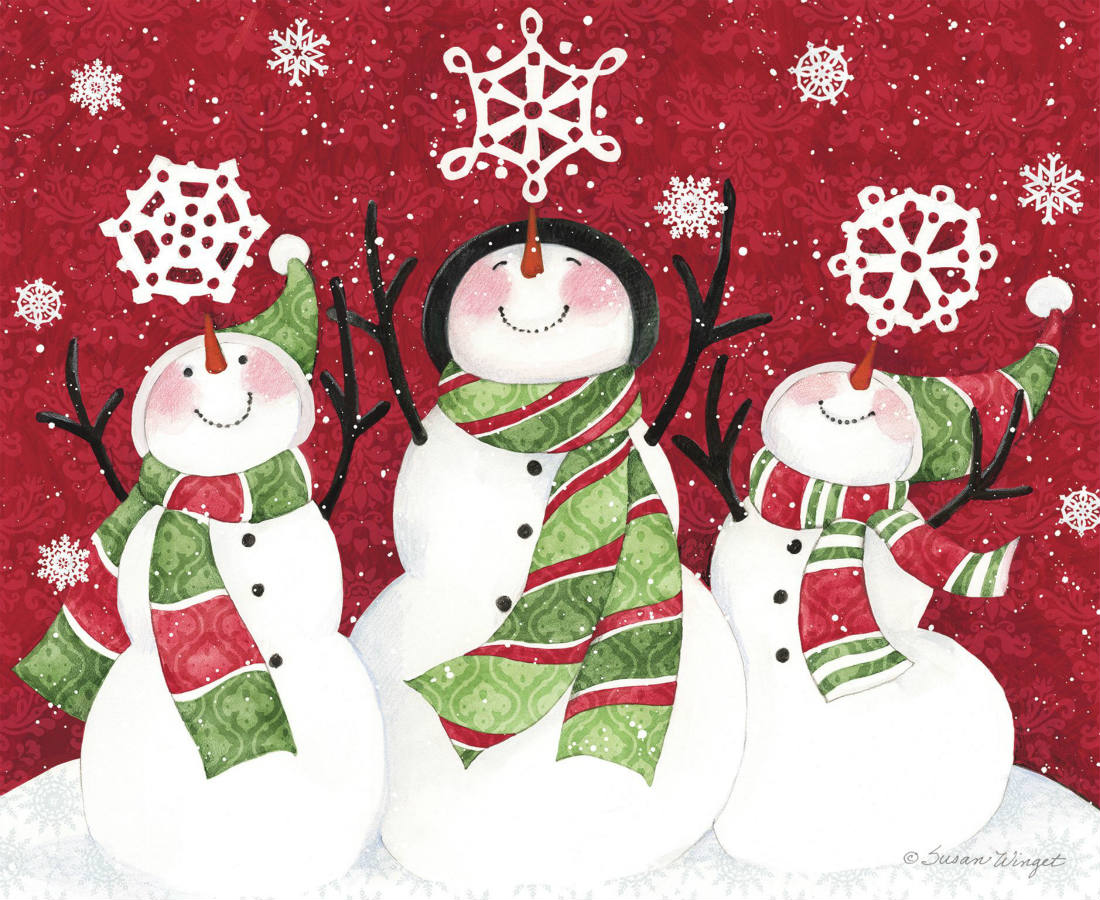 Solve Snowmen and Snowflakes jigsaw puzzle online with 42 pieces