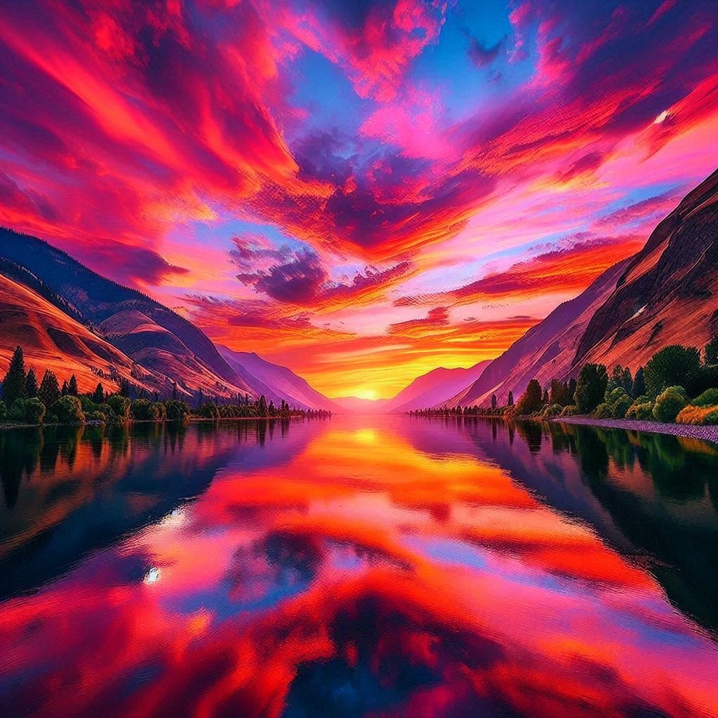 Solve Sunset by Henry jigsaw puzzle online with 49 pieces