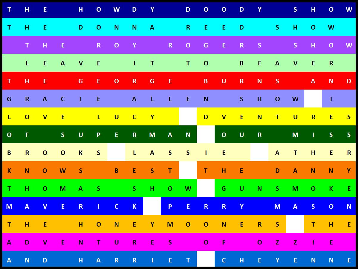 Solve Word 176 Popular TV Shows of the Fifties 300 jigsaw puzzle online ...