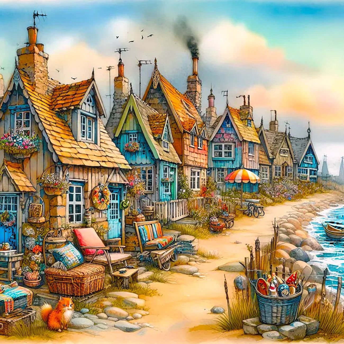 Solve Seaside Cottages Jigsaw Puzzle Online With 81 Pieces