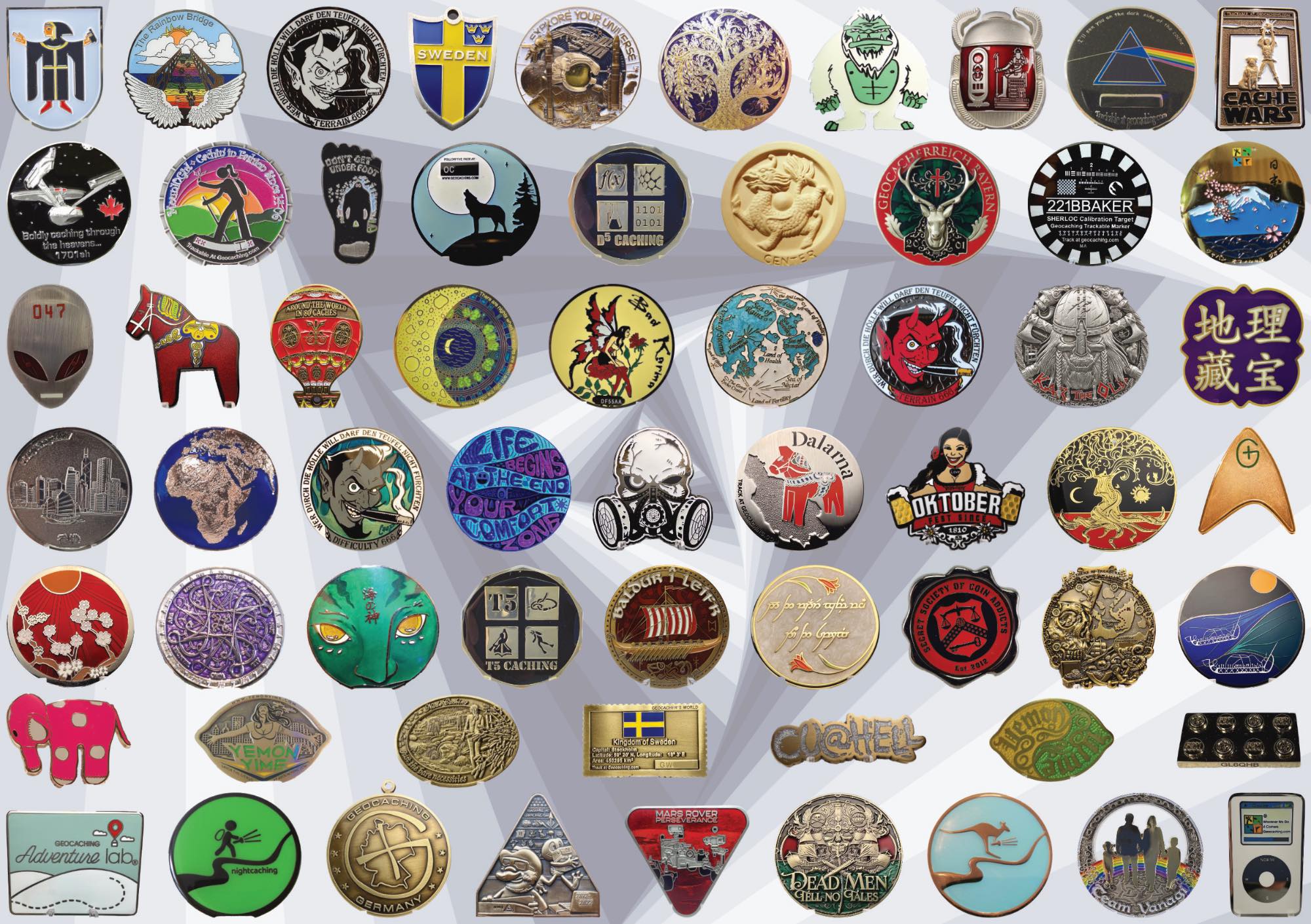Solve Geocoin Collection jigsaw puzzle online with 408 pieces