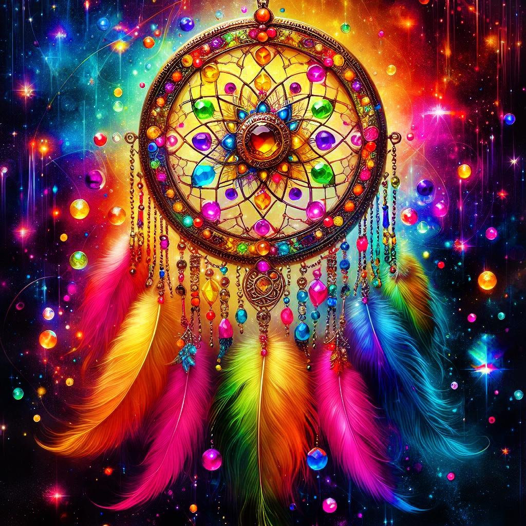 Solve bright & colorful dreamcatcher jigsaw puzzle online with 81 pieces