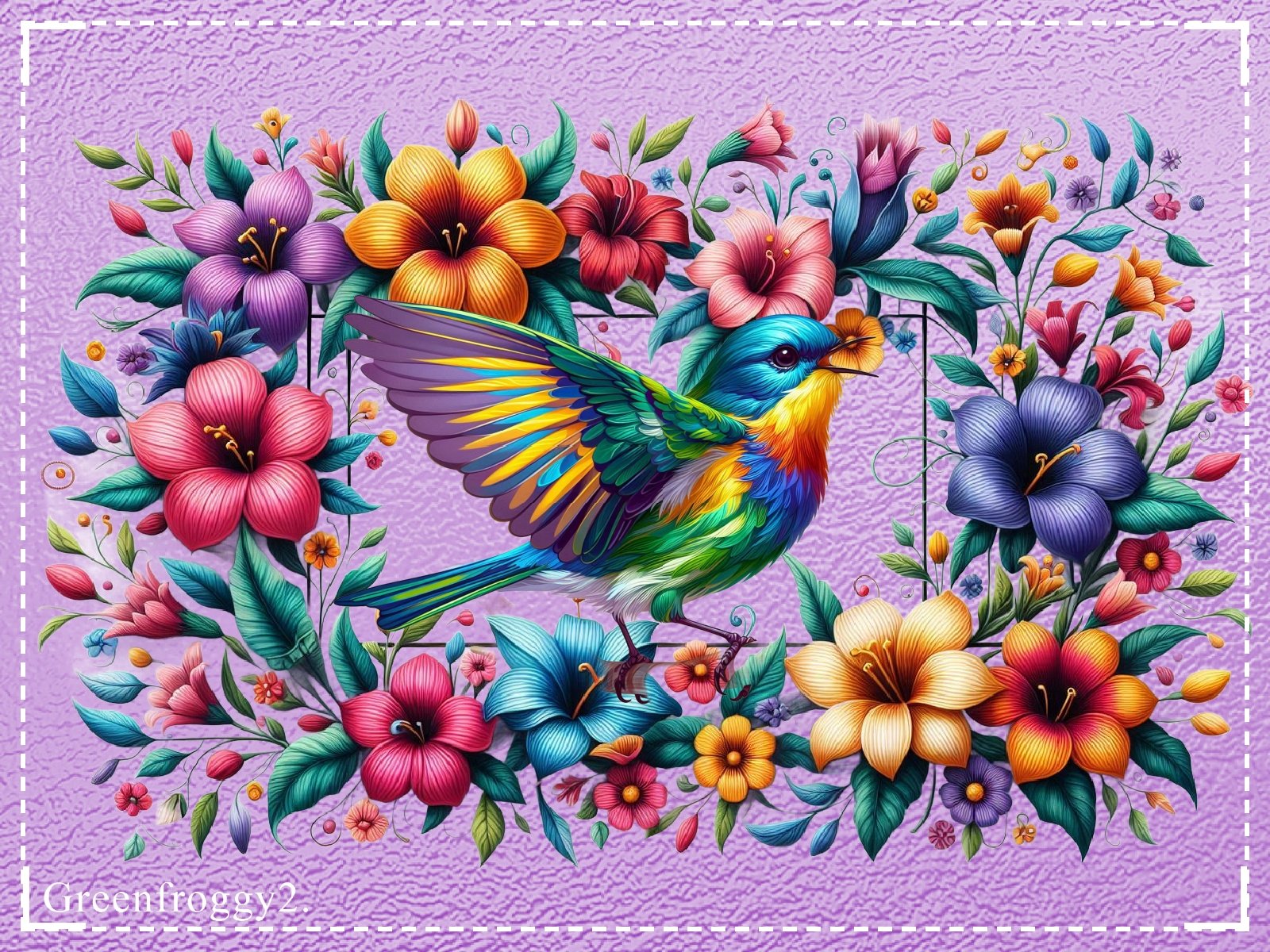 Solve PUZZLE - Bird Framed With Flowers jigsaw puzzle online with 80 pieces