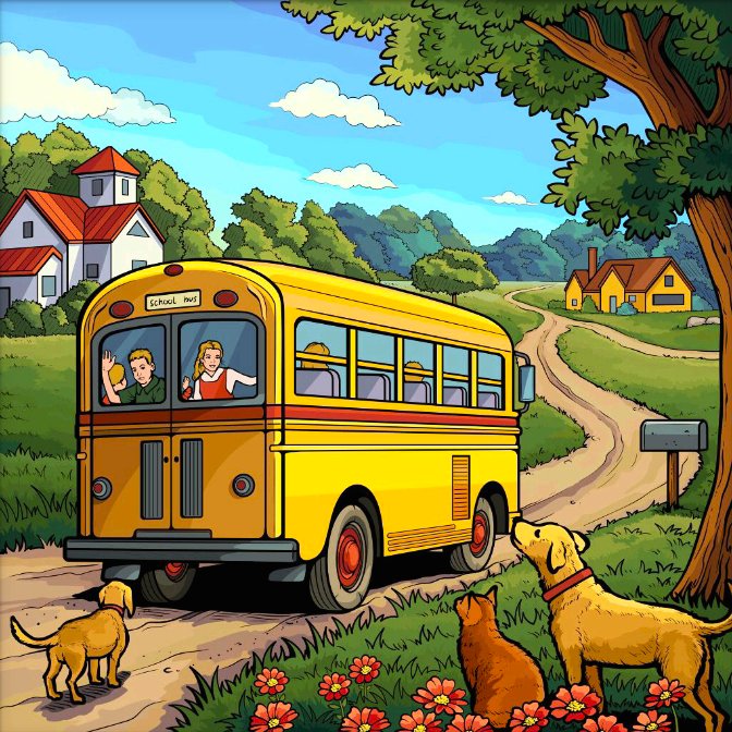 Solve Leaving for School jigsaw puzzle online with 121 pieces