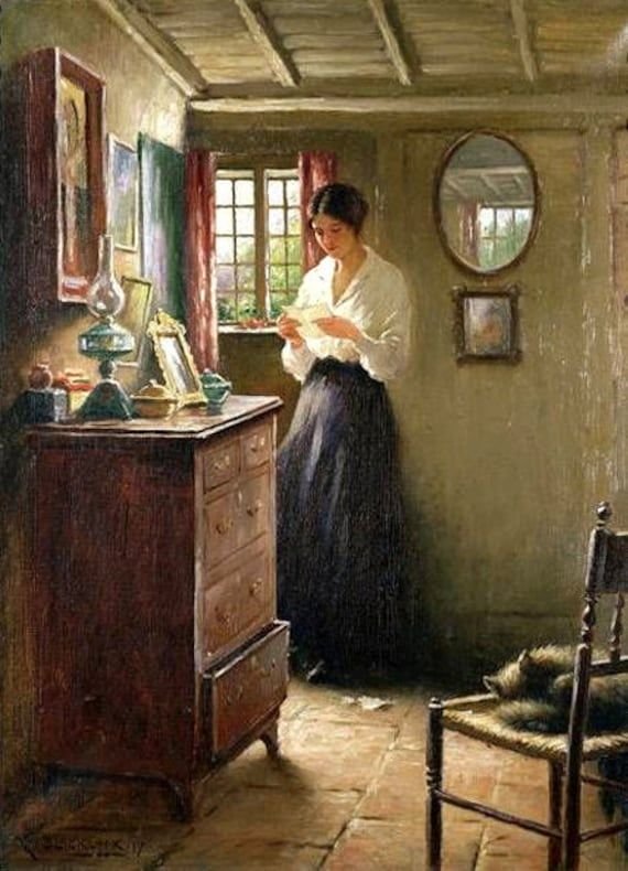 Solve William Kay Blacklock (1872 - 1924 ) - The Letter, 1924. jigsaw ...