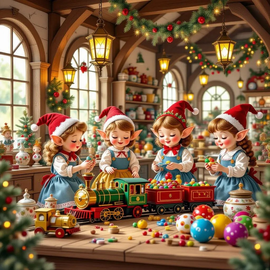 Solve the elves in the factory make toys jigsaw puzzle online with 100 ...