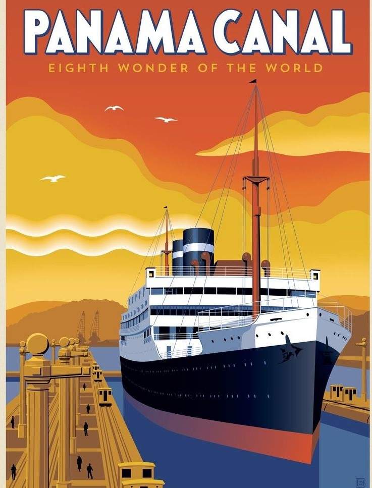 Solve Panama Canal Poster jigsaw puzzle online with 63 pieces