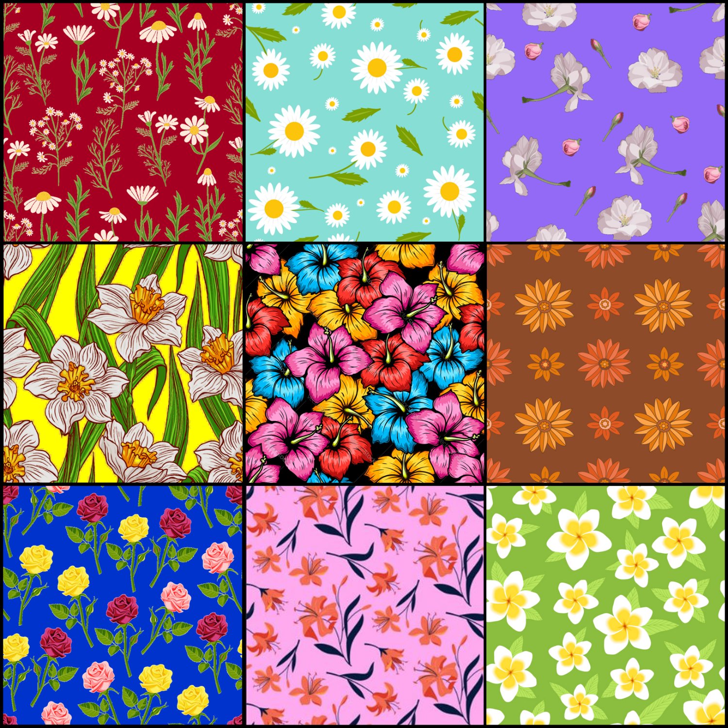 Solve Flower patterns 130 jigsaw puzzle online with 81 pieces