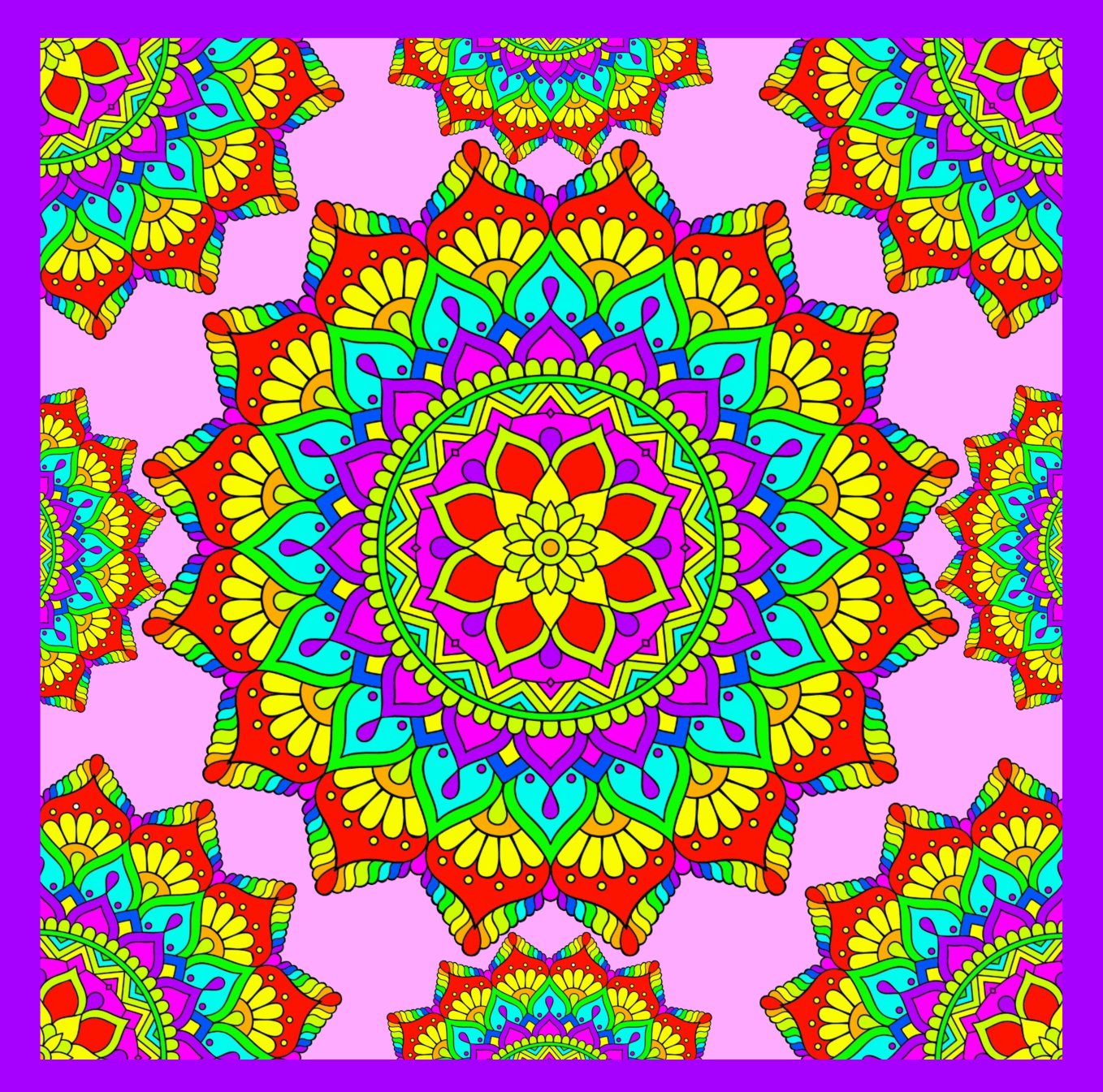 Jigsaw Puzzle | 100 pieces | Mandala Rainbow Pink1 | Jigidi