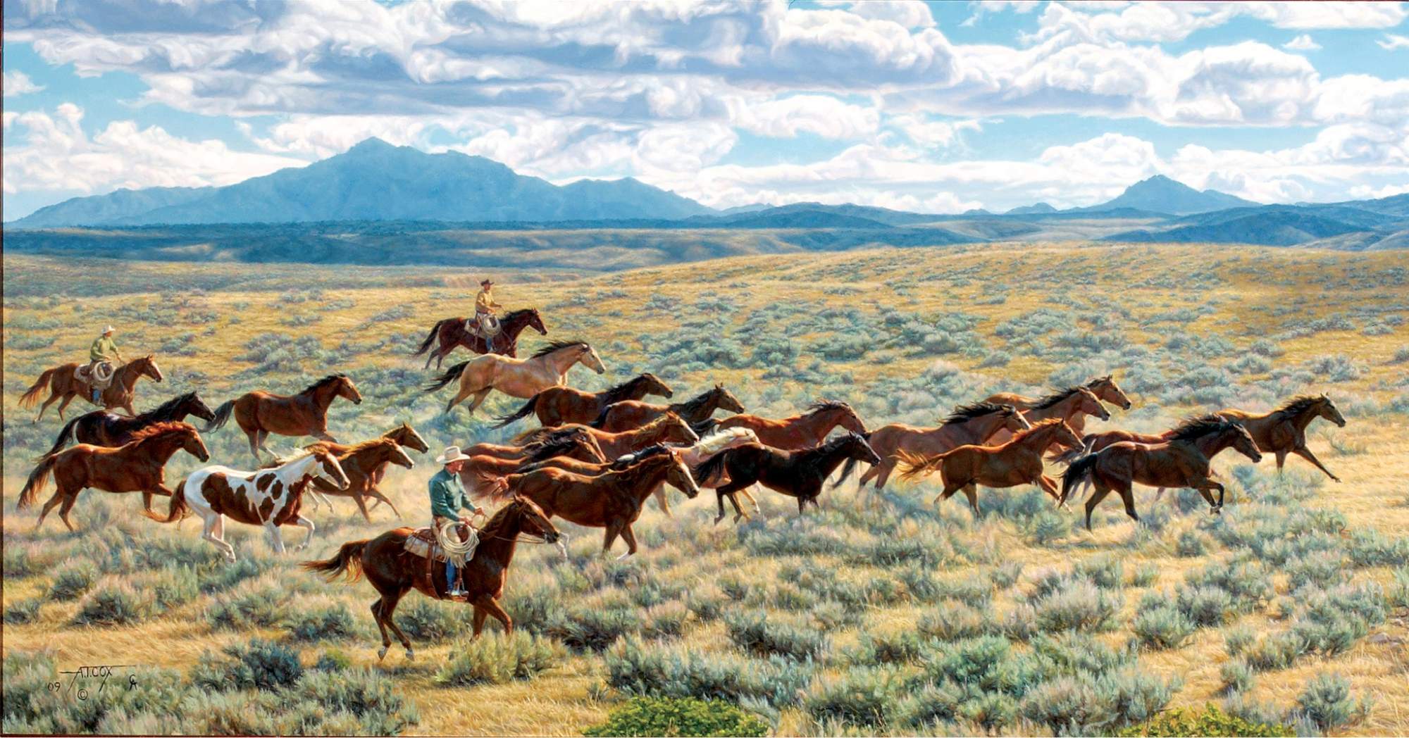 Solve "Rangeland Rush Hour" Artist Tim Cox jigsaw puzzle online with ...