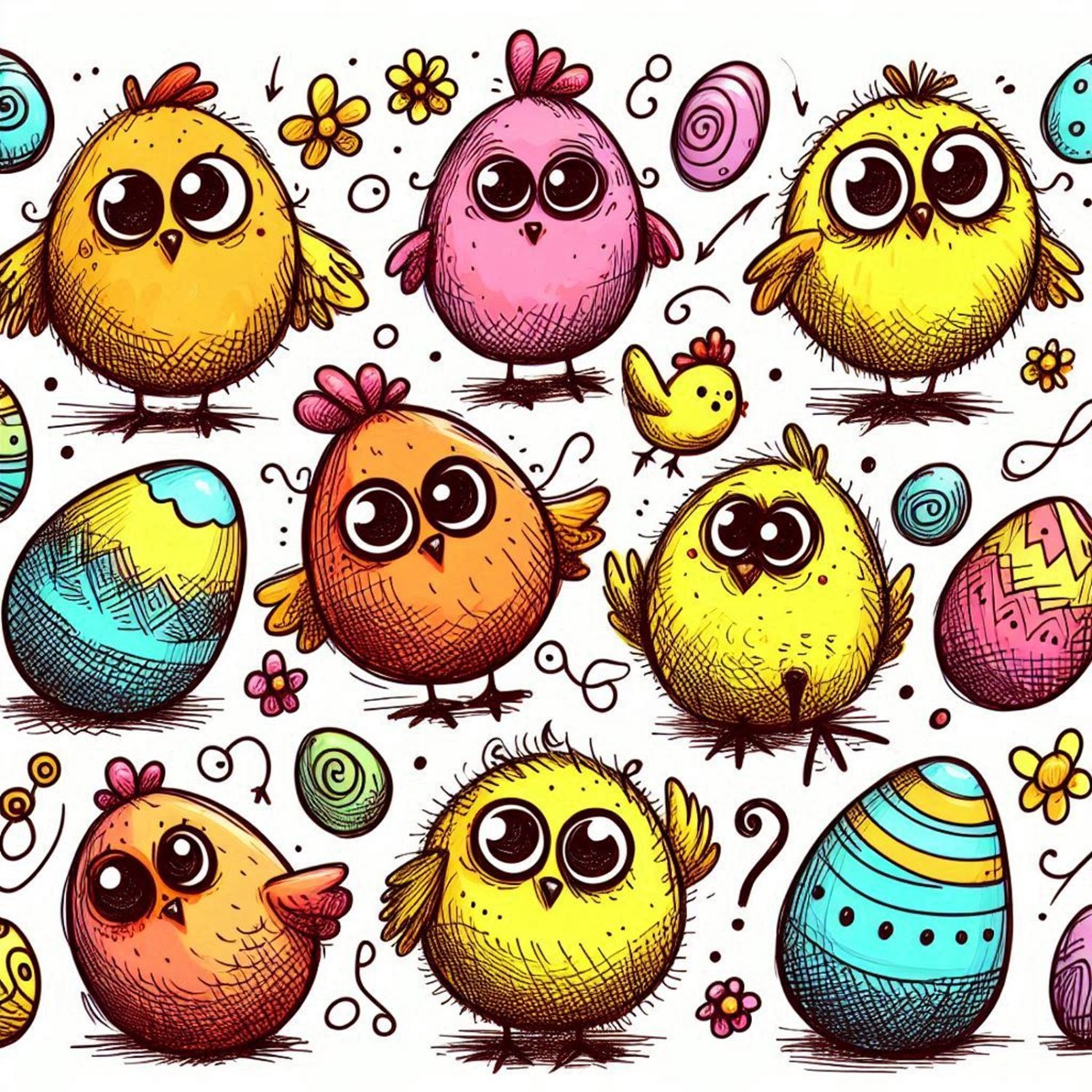 Solve Spring chicks & Easter eggs (resizable 9 to 600 pieces) jigsaw ...