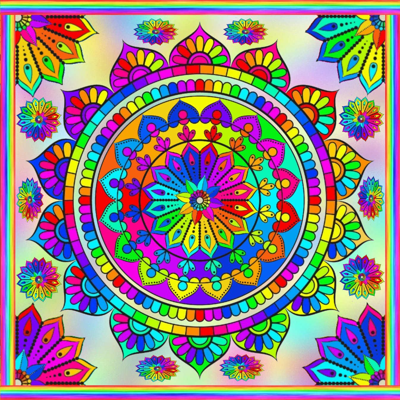Solve Mandala Rainbow Transparent 13 jigsaw puzzle online with 100 pieces