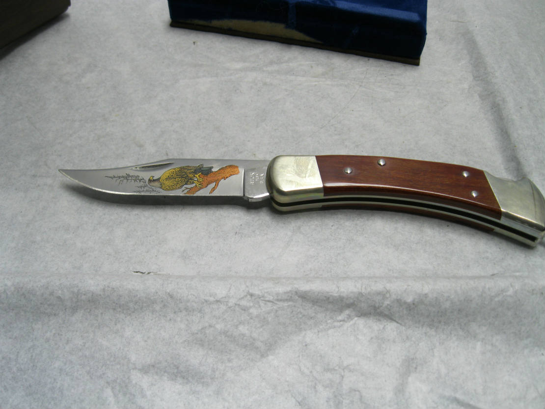 Solve Buck color etched Eagle jigsaw puzzle online with 35 pieces