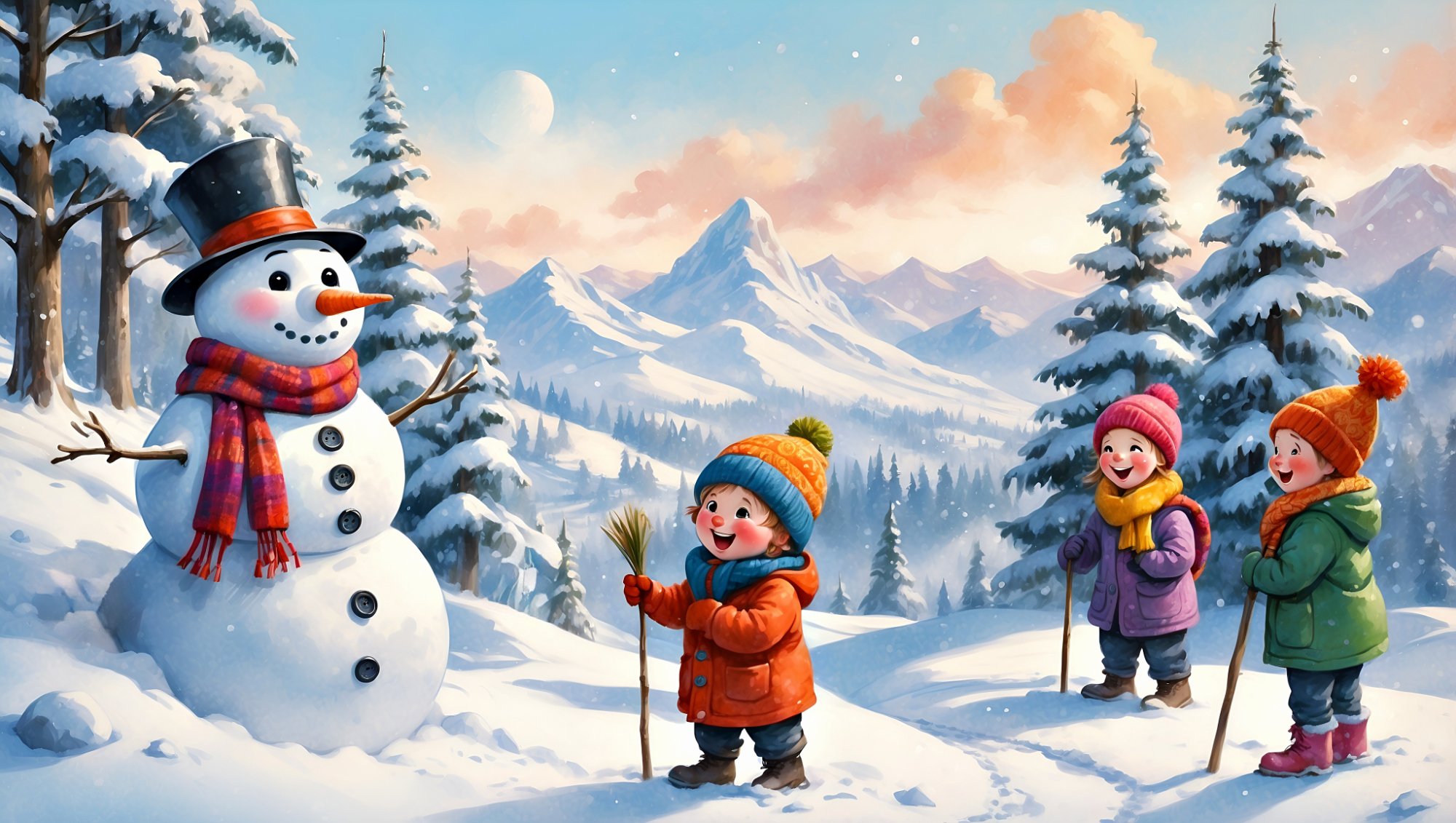 Solve Building a Snowman jigsaw puzzle online with 299 pieces