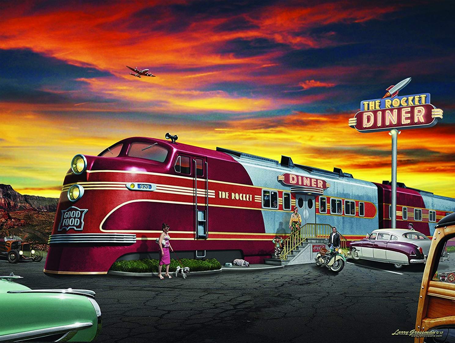 Solve The Rocket Diner by Larry Grossman jigsaw puzzle online with 80 ...