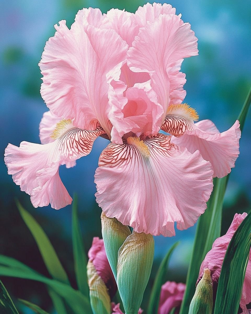 Solve Pink Bearded Iris (Iris germanica) jigsaw puzzle online with 99 pieces