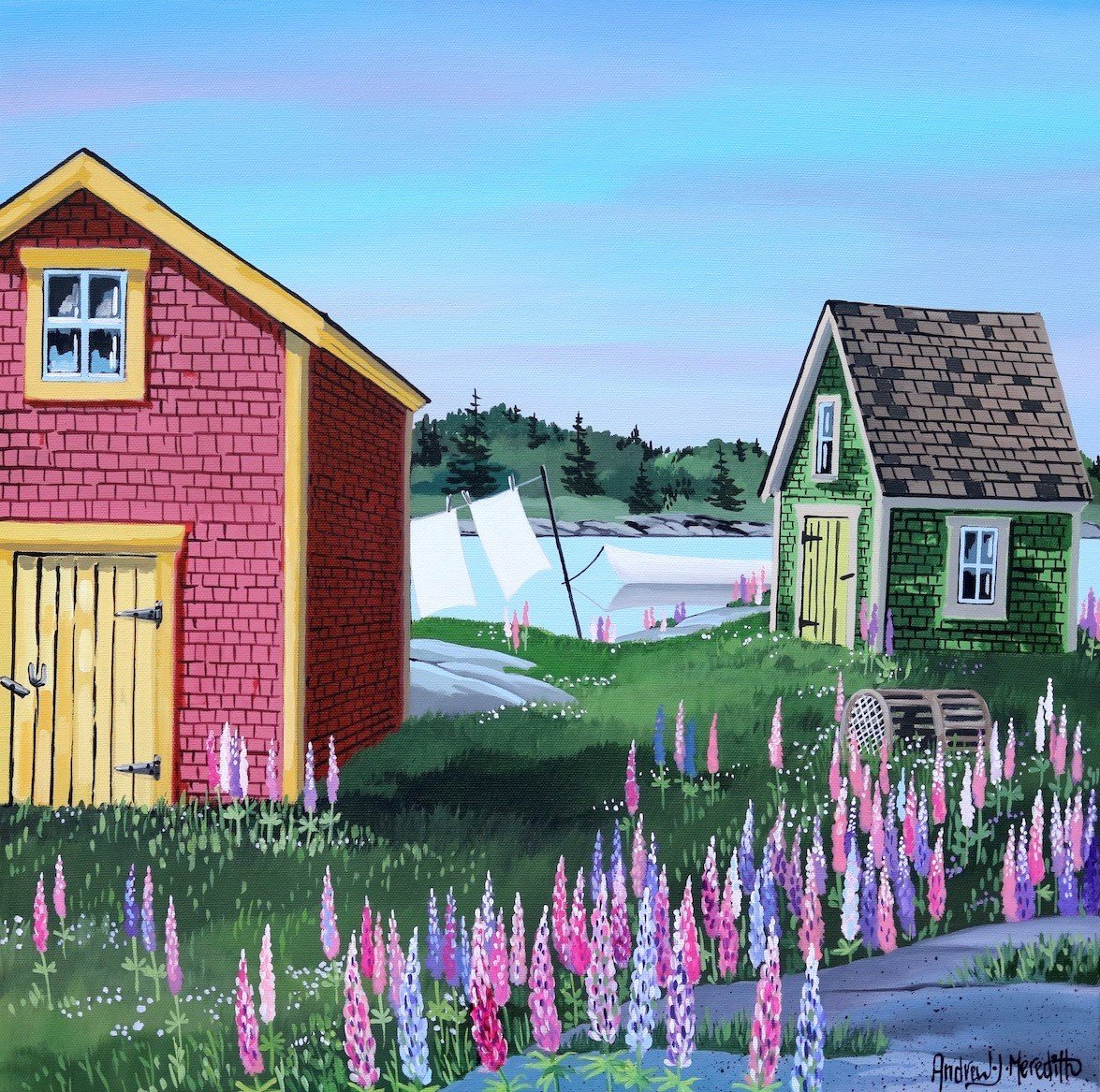 Solve Fish Sheds and Lupines, Blue Rocks, Nova Scotia, Canada by Andrew ...
