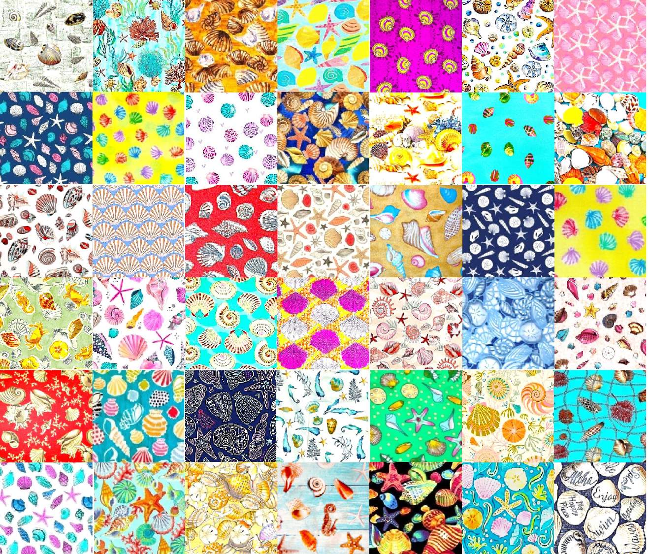 Solve PATCHWORK TINY SHELLS jigsaw puzzle online with 72 pieces