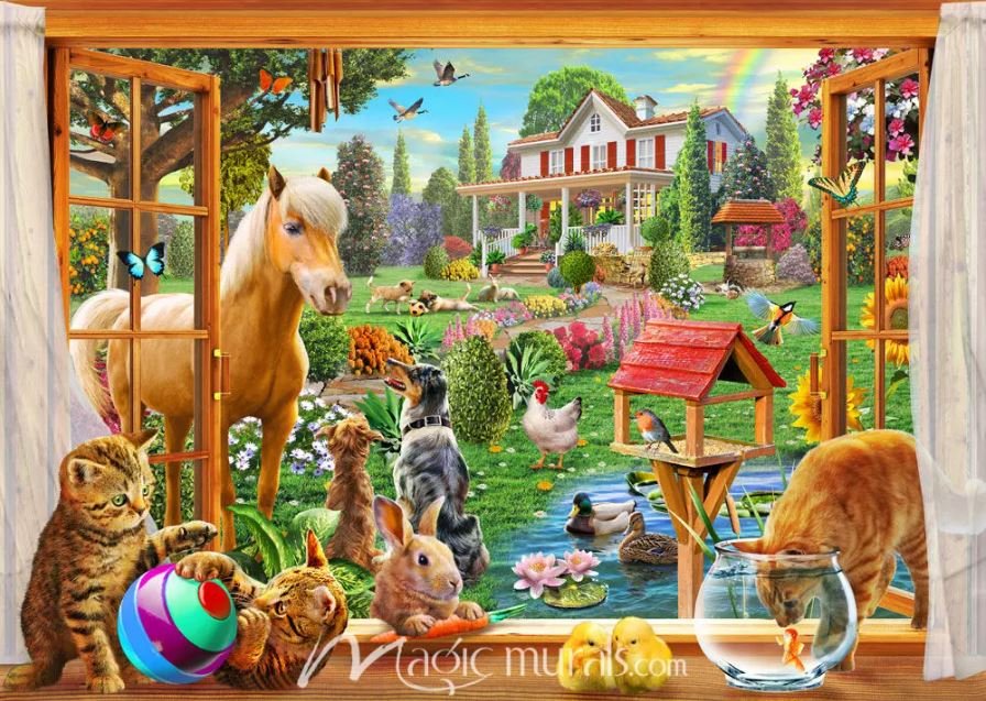 Solve Animals in the Garden jigsaw puzzle online with 88 pieces