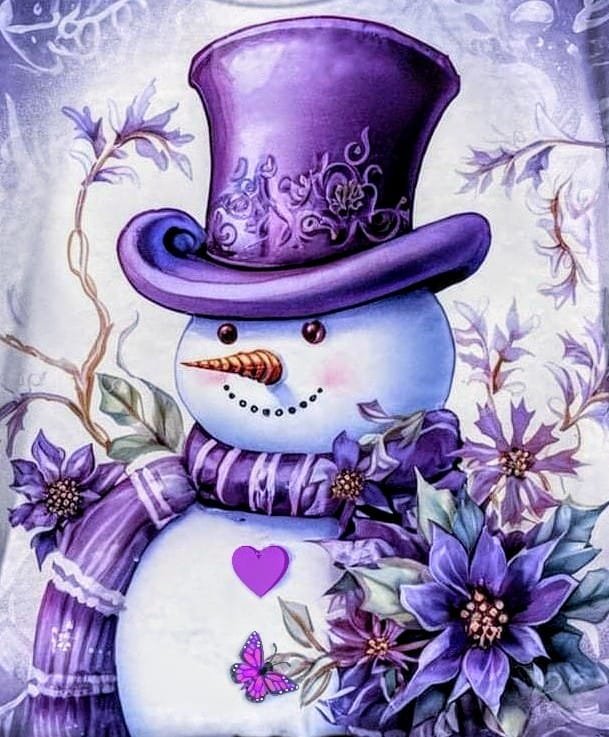 Solve Snowman in Purple jigsaw puzzle online with 63 pieces