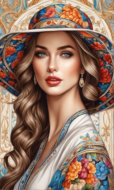 Solve Girl in a hat with flowers jigsaw puzzle online with 60 pieces