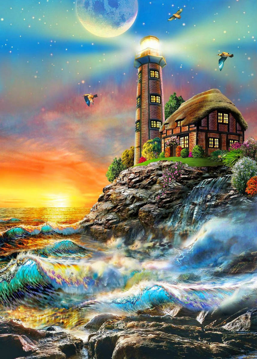 Jigsaw Puzzle | Lighthouse At Sunset | 280 pieces | Jigidi