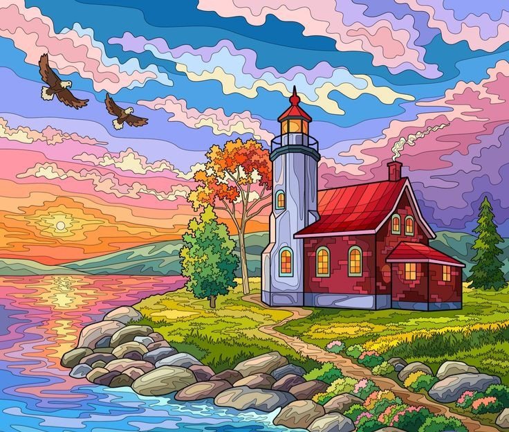 Solve Lighthouse Island jigsaw puzzle online with 72 pieces