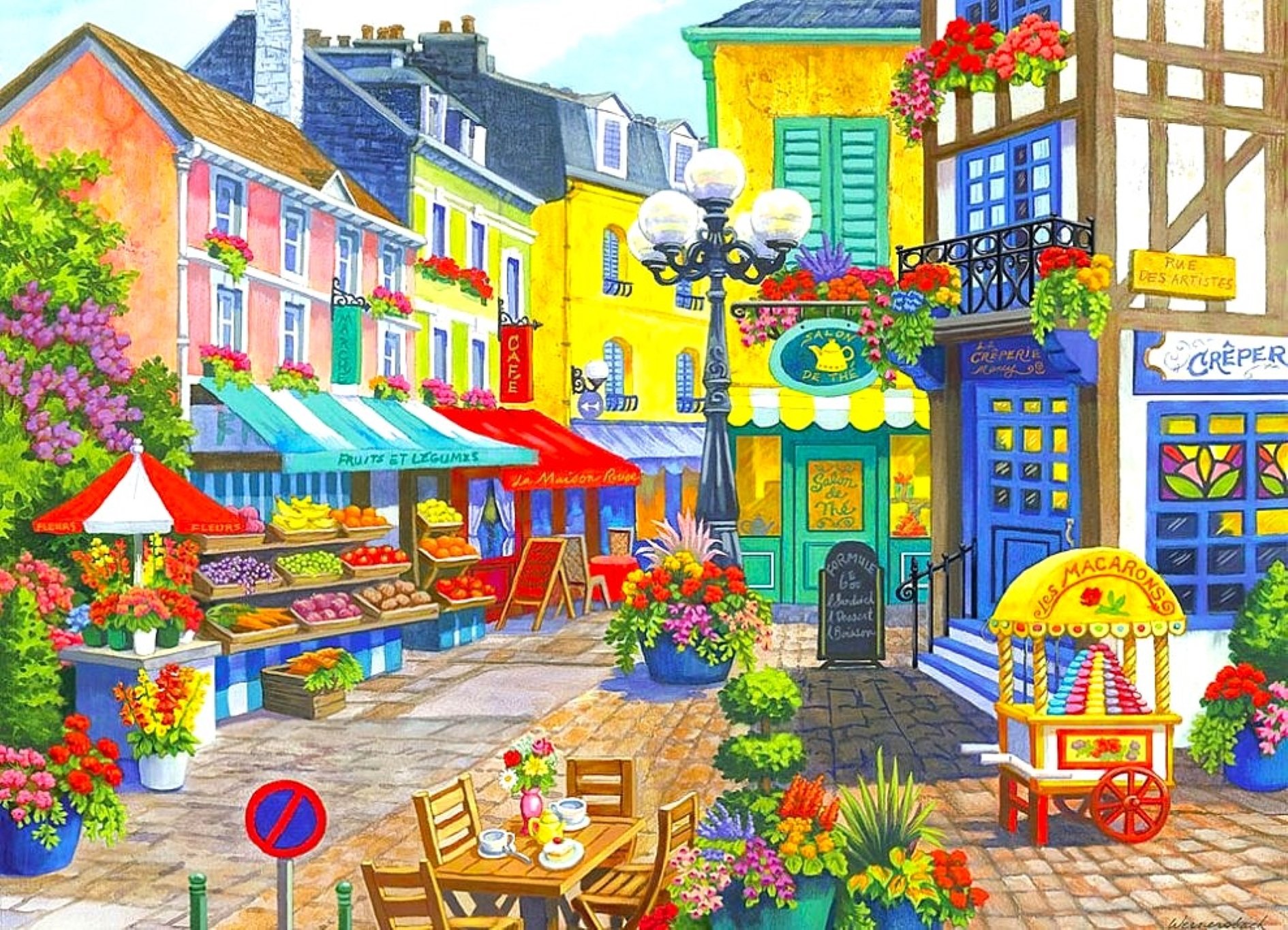 Solve Cheerful Street jigsaw puzzle online with 140 pieces