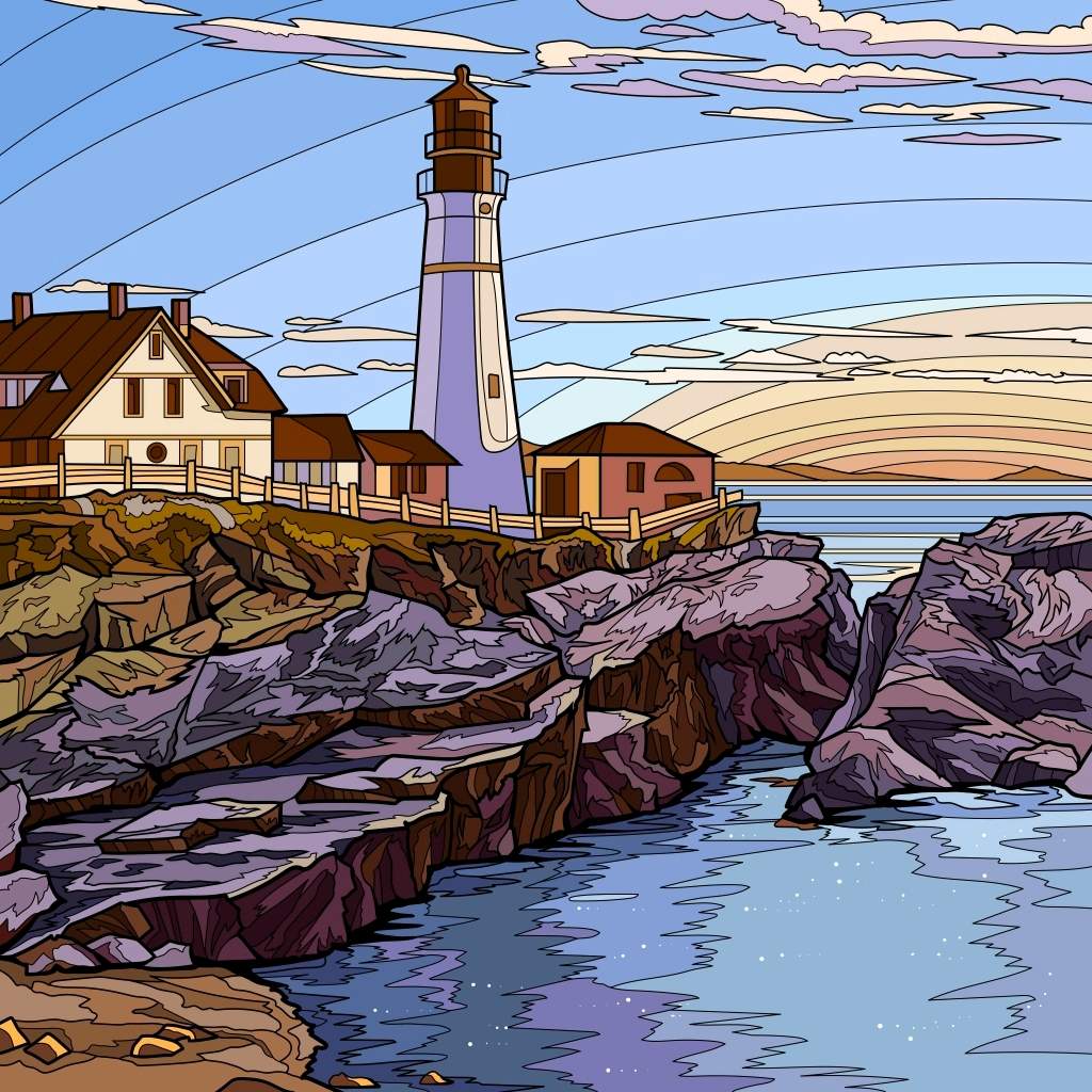 Jigsaw Puzzle | A Lighthouse in The Morning | 49 pieces | Jigidi