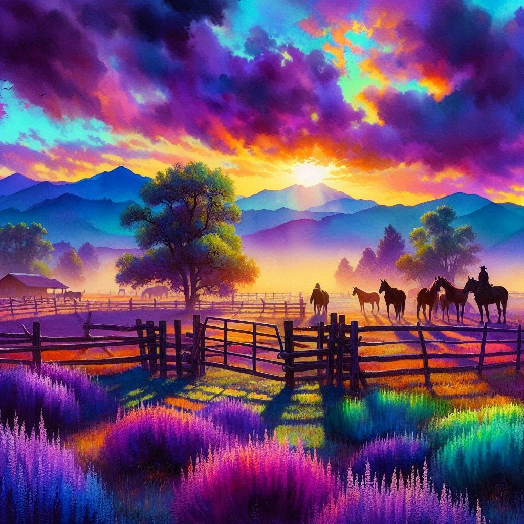Solve sunrise at a horse ranch in Oregon jigsaw puzzle online with 64 ...