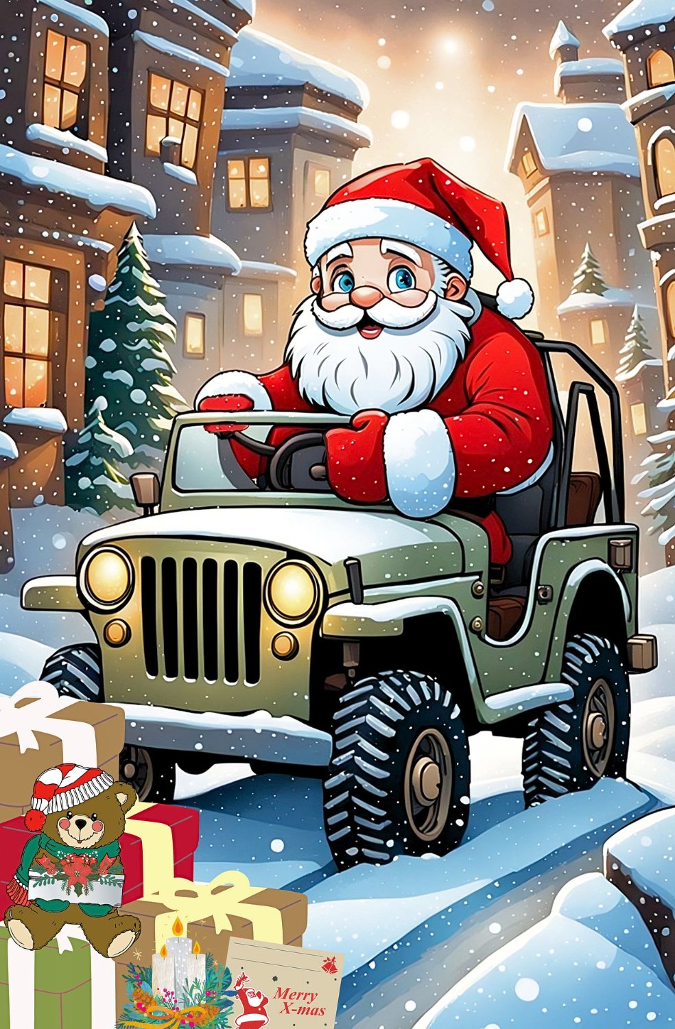 Solve Santa, resizable 12 to 450 pieces jigsaw puzzle online with 70 pieces