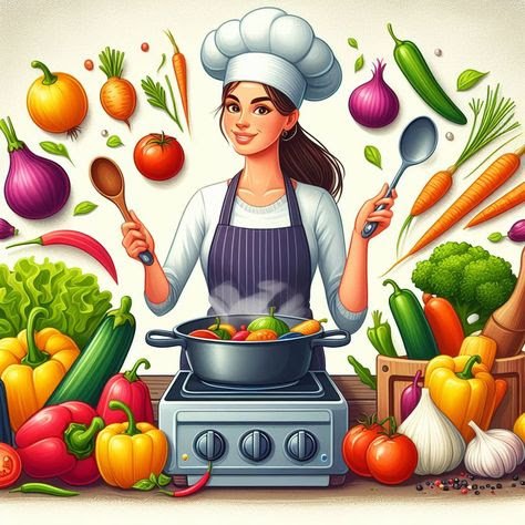 Solve Happy healthy Chef. jigsaw puzzle online with 49 pieces