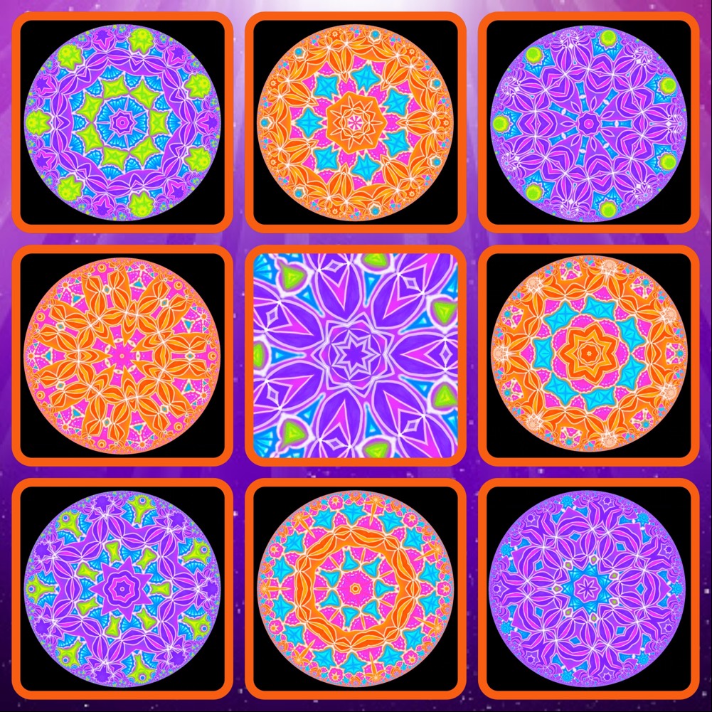 Solve Lavender & orange kaleidos jigsaw puzzle online with 100 pieces