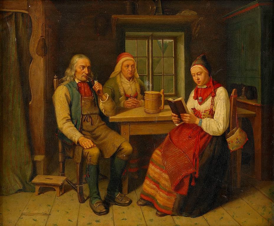 Solve "Högläsning" (Reading aloud) jigsaw puzzle online with 120 pieces