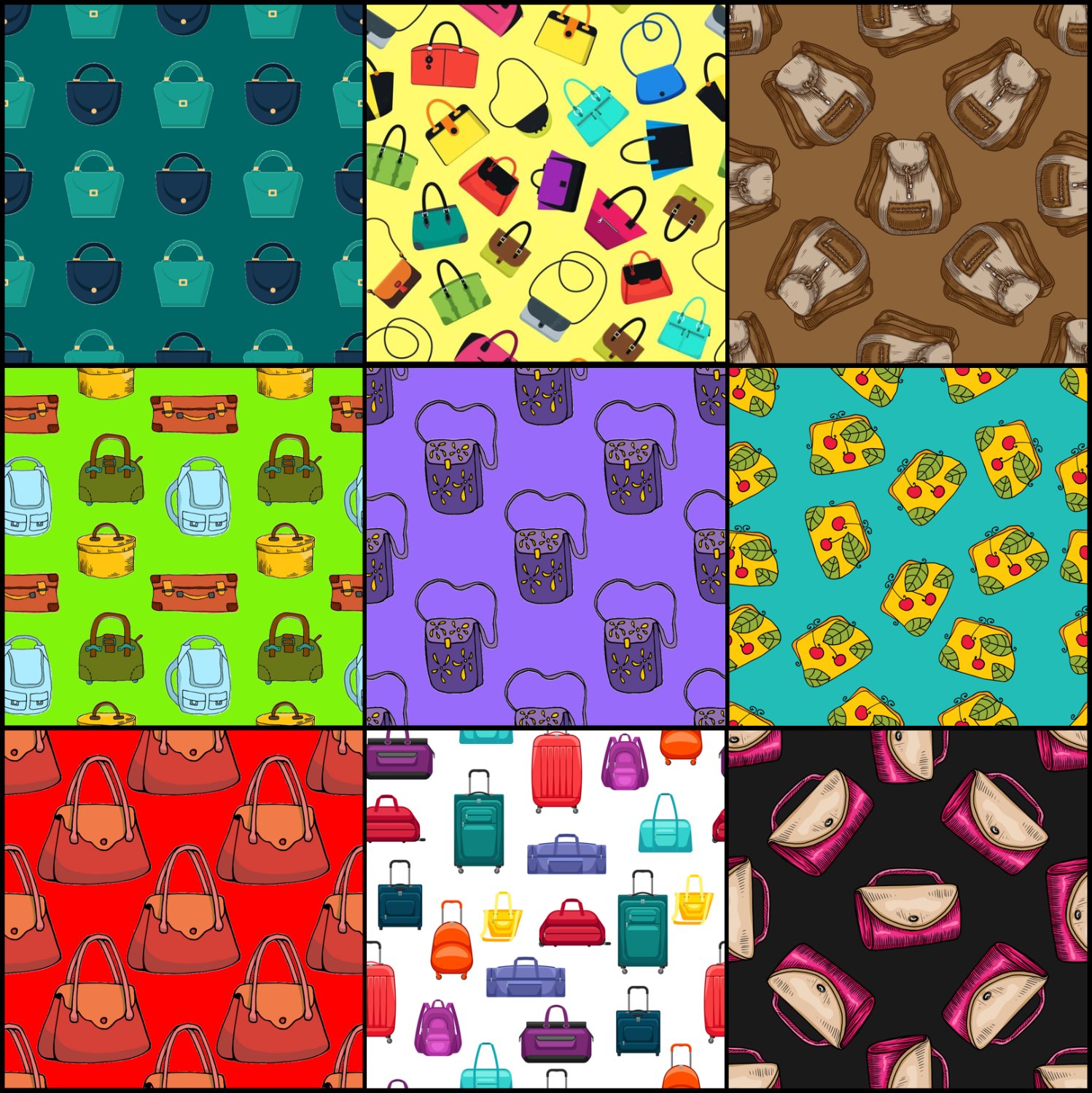Solve Bag patterns 1 jigsaw puzzle online with 225 pieces