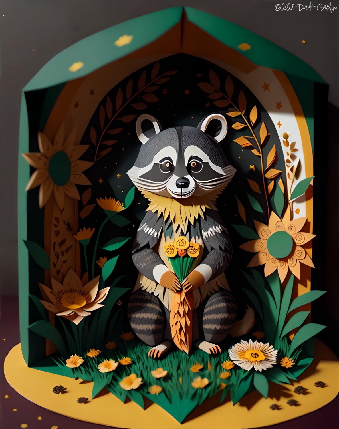 Solve Paper Raccoon jigsaw puzzle online with 63 pieces