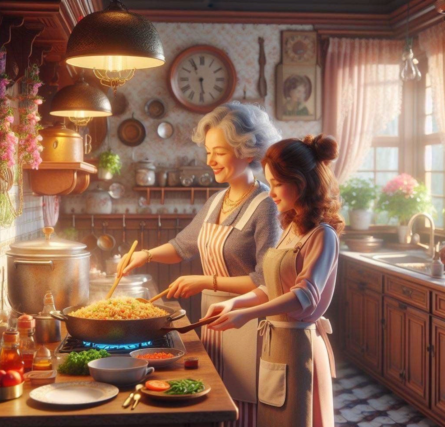 Solve Cooking lesson jigsaw puzzle online with 196 pieces