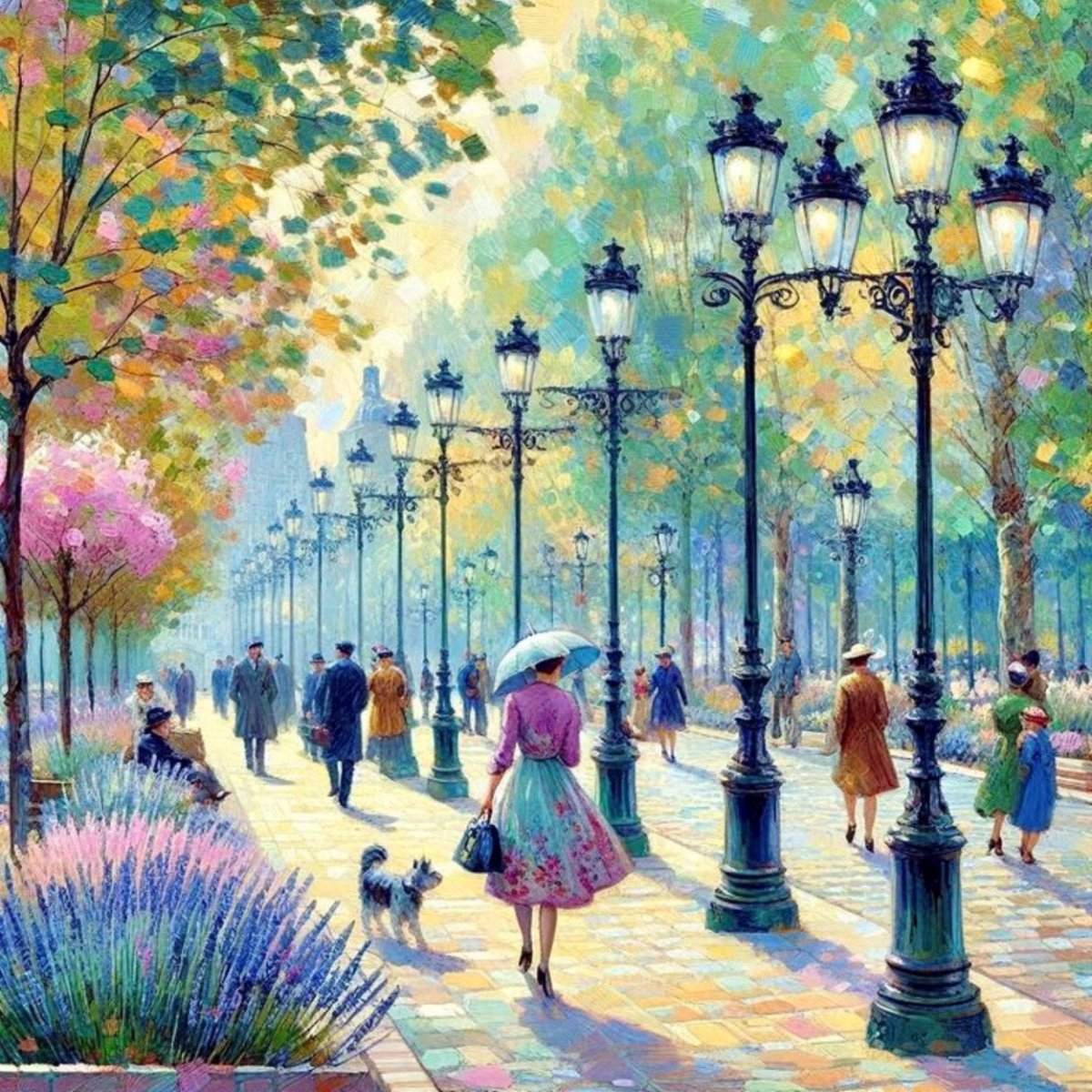 Solve Pedestrians in the Park ~ Modern Trending Art jigsaw puzzle ...