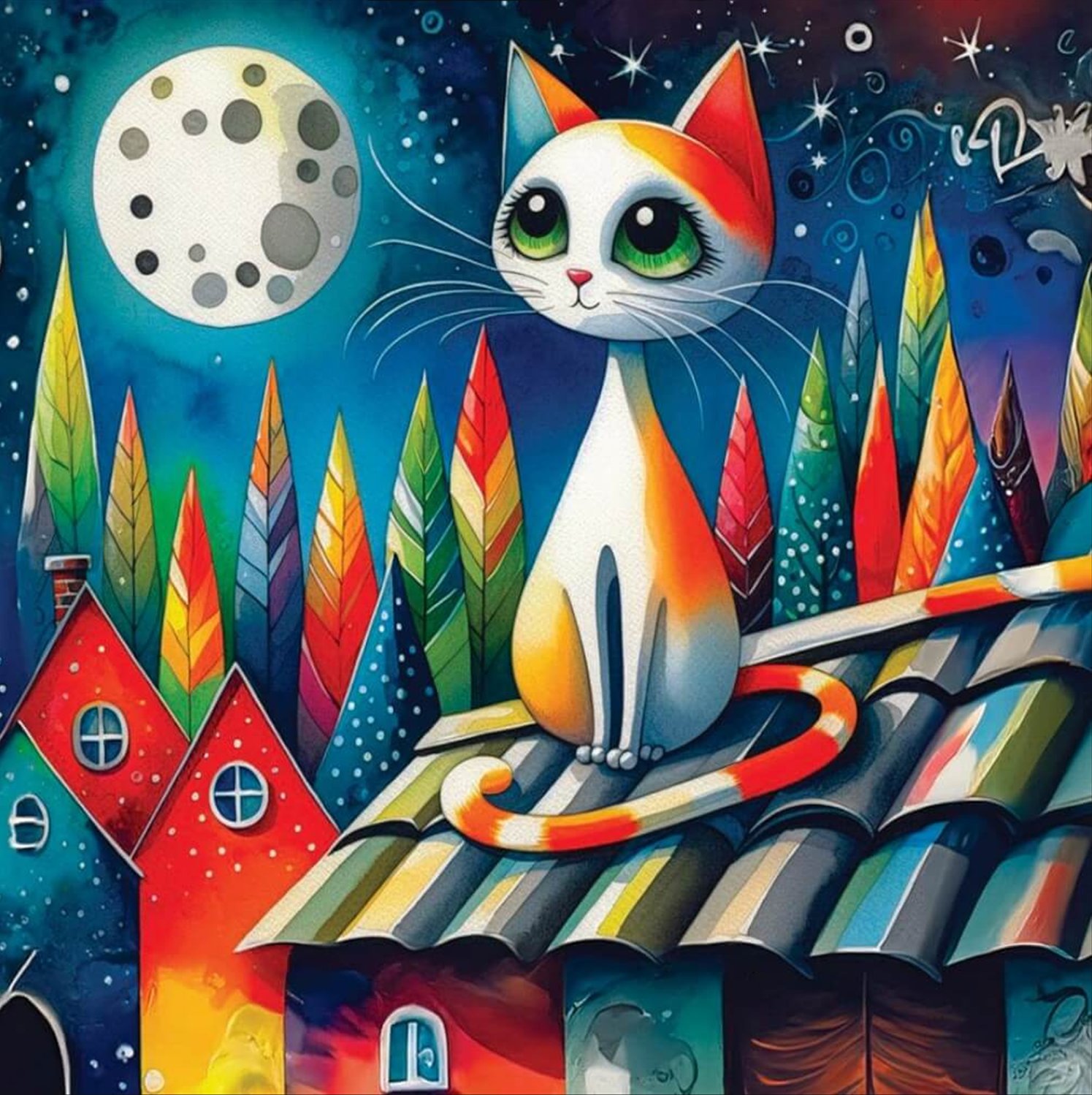 Jigsaw Puzzle | 600 pieces | chat et pleine lune | Jigidi
